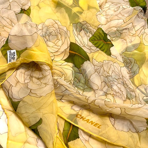 CHANEL | Accessories | Chanel Silk Scarf Floral | Poshmark